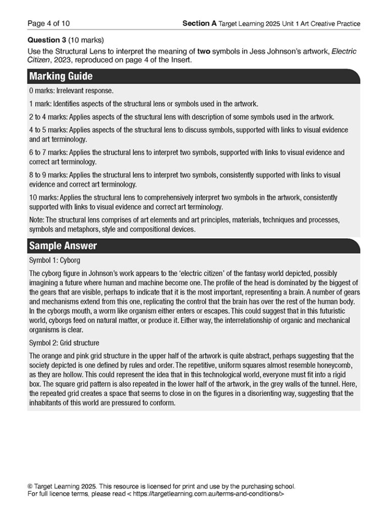 2025 Art Creative Practice Unit 1 Examination - Target Learning